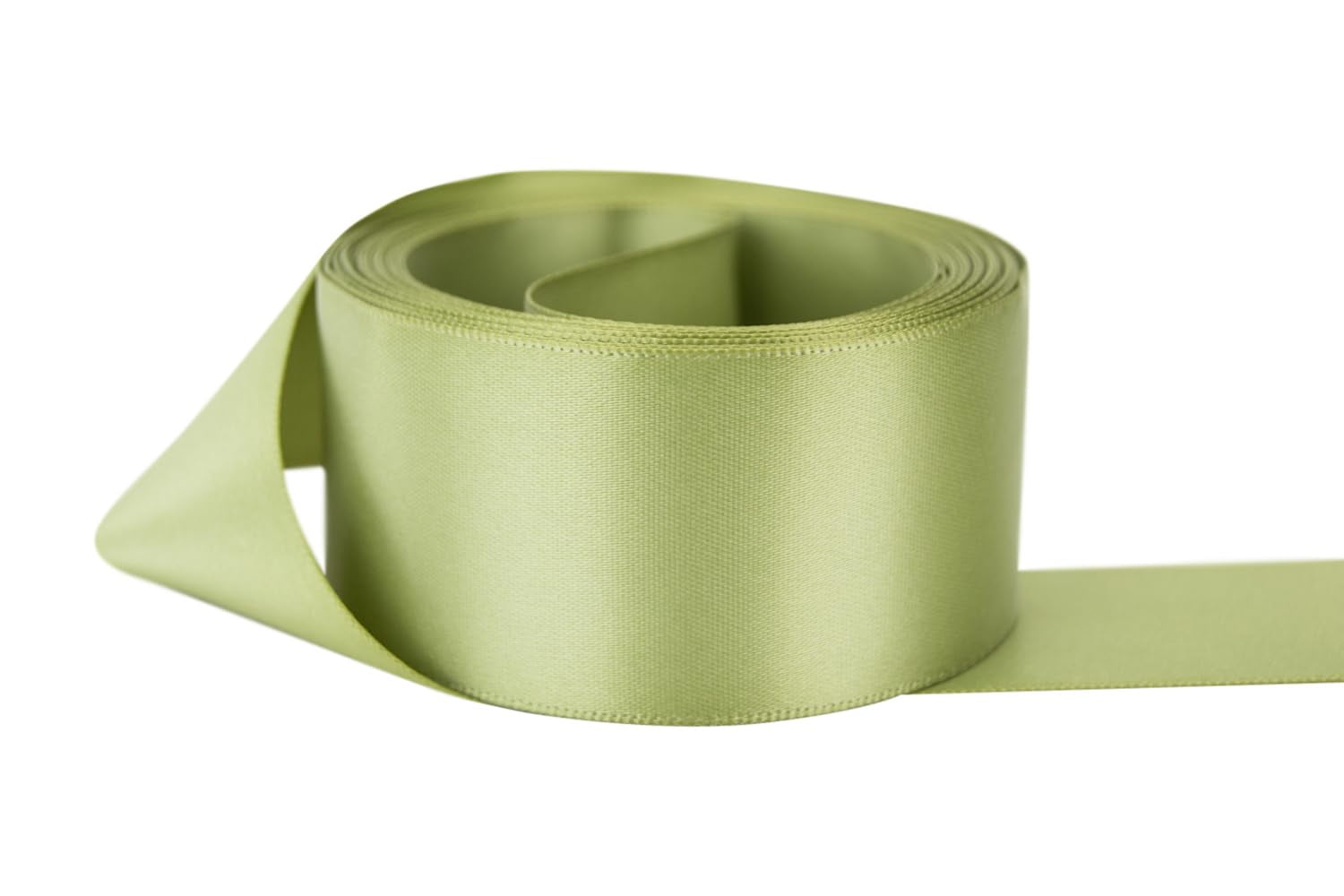 Ribbon Bazaar Double Faced Satin 1-1/2 inch Spring Moss 50 yards 100% ...