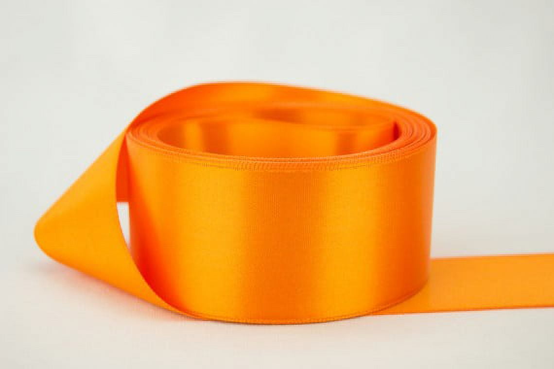 Ribbon Bazaar Double Faced Satin 1-1/2 inch Tangerine 50 yards 100% ...