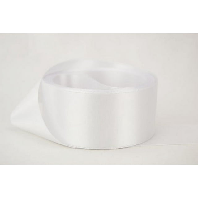 Ribbon Bazaar Double Faced Satin 1-1/2 inch White 50 yards 100% ...