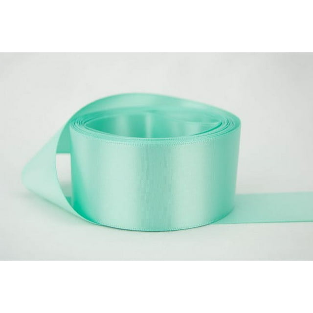 Ribbon Bazaar Double Faced Satin 1/4 inch Aqua Blue 50 yards 100% ...