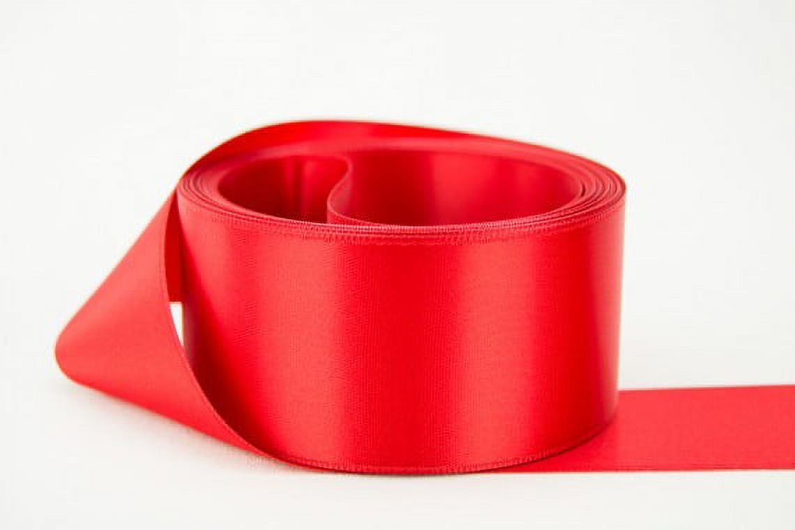 Ribbon Bazaar Double Faced Satin 1/4 inch Red 50 yards 100% Polyester ...