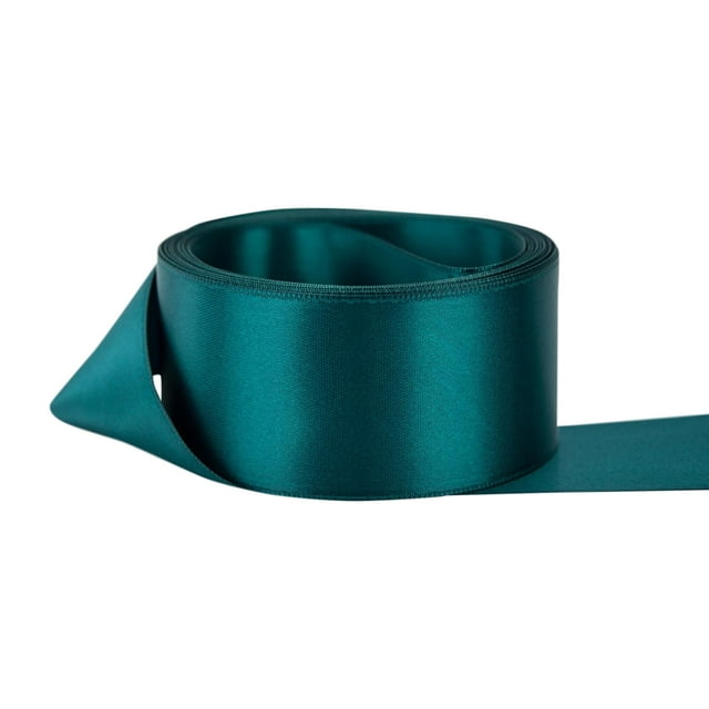 Ribbon Bazaar Double Faced Satin 3/8 inch Teal 50 yards 100% Polyester ...