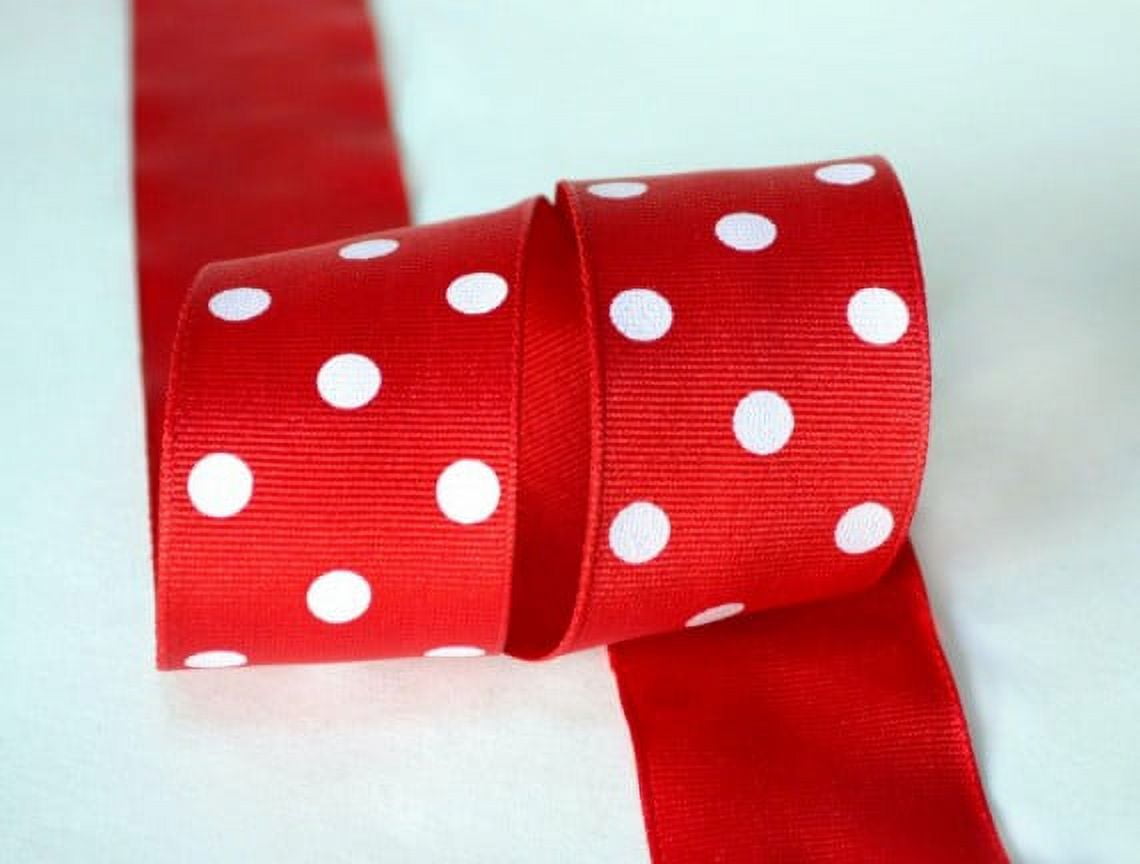 Ribbon Bazaar Grosgrain Polka Dots 3/8 inch Red 25 yards 100% Polyester ...