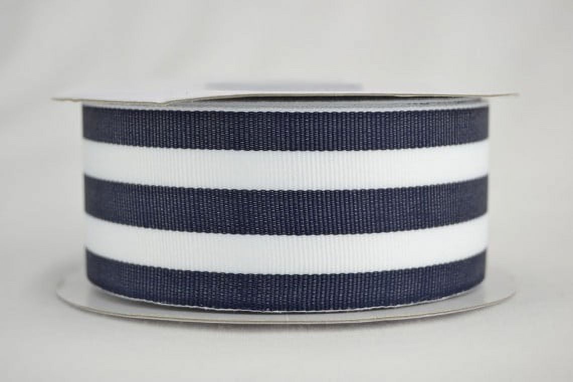 Ribbon Bazaar Grosgrain Value Stripes 3/8 inch Blue Charcoal 20 yards ...