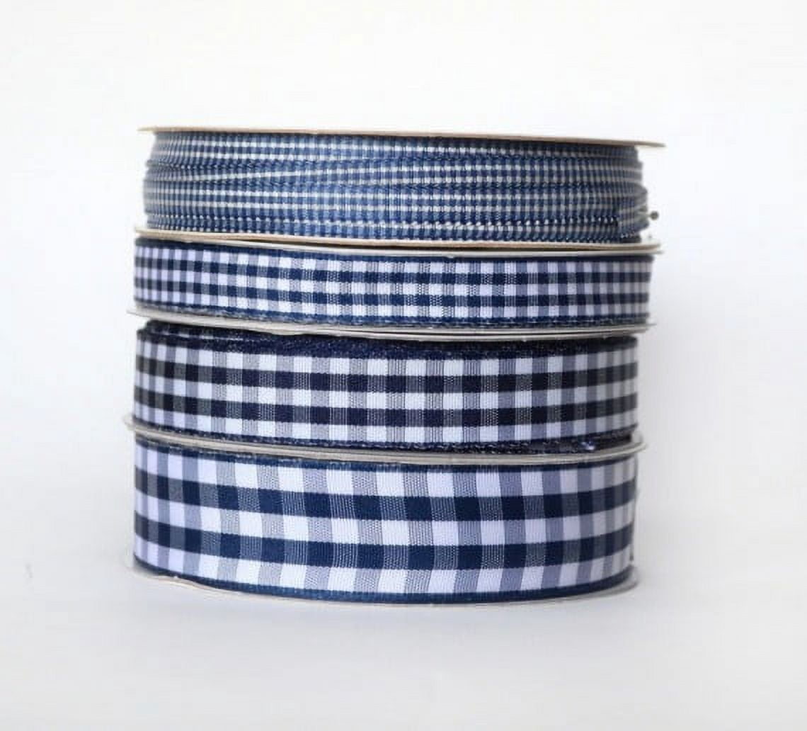 Ribbon Bazaar Taffeta Gingham Check 5/8 inch Navy 25 yards Ribbon ...