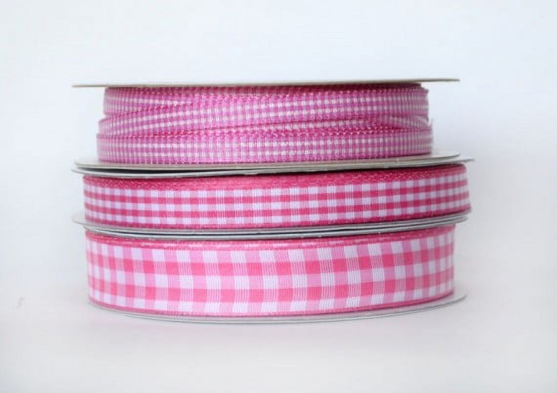 Ribbon Bazaar Taffeta Gingham Check 5/8 inch Pink 25 yards Ribbon ...