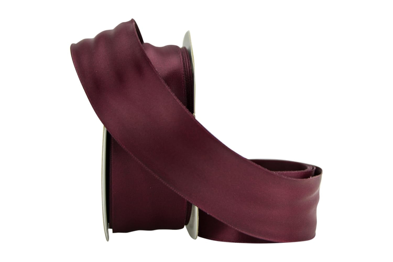 Ribbon Bazaar Wired Double Faced Satin 1-1/2 inch Wine 25 yards Ribbon ...