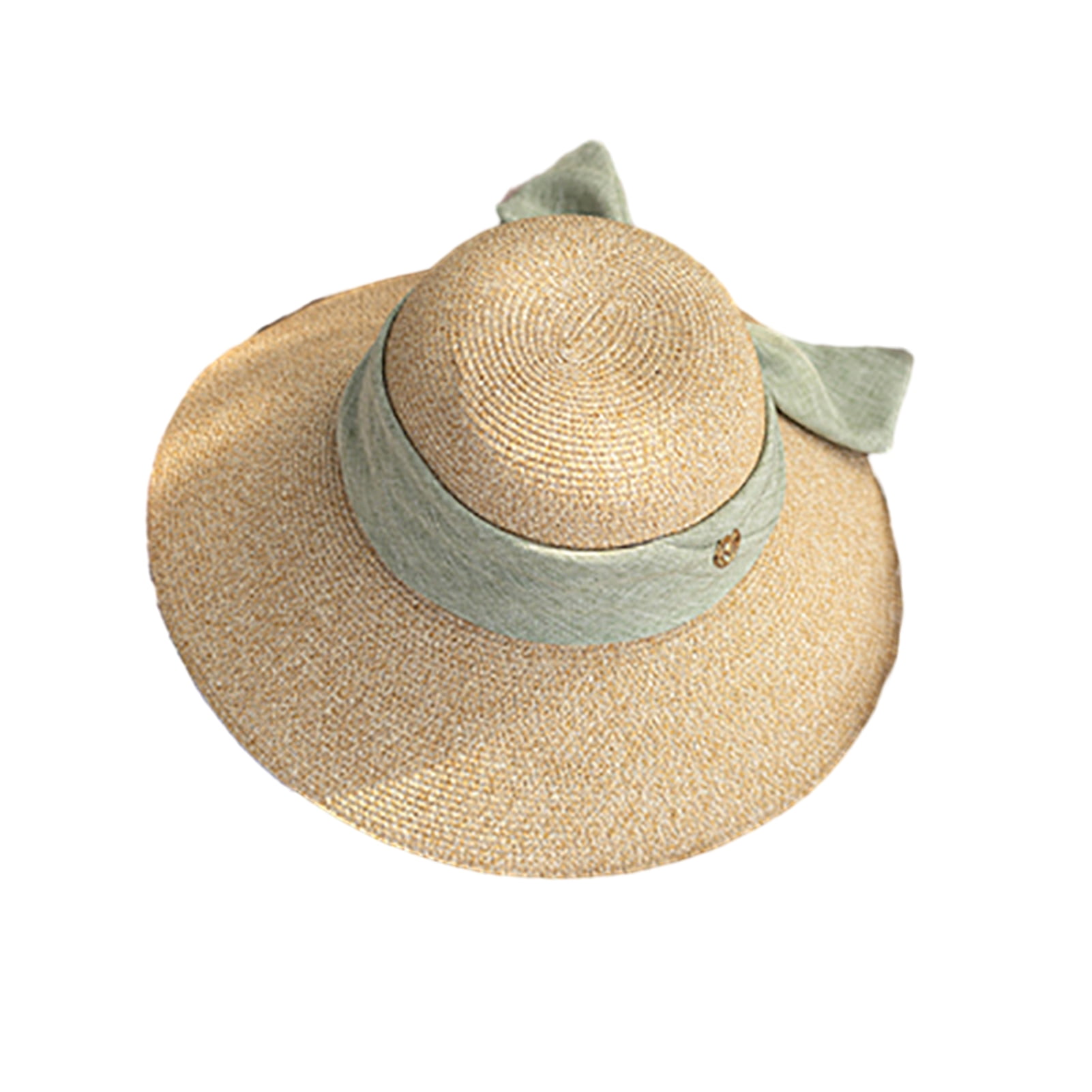 Ribbon Bowknot Decor Sun Hat - Round Dome - Folding Thin - Anti-UV ...