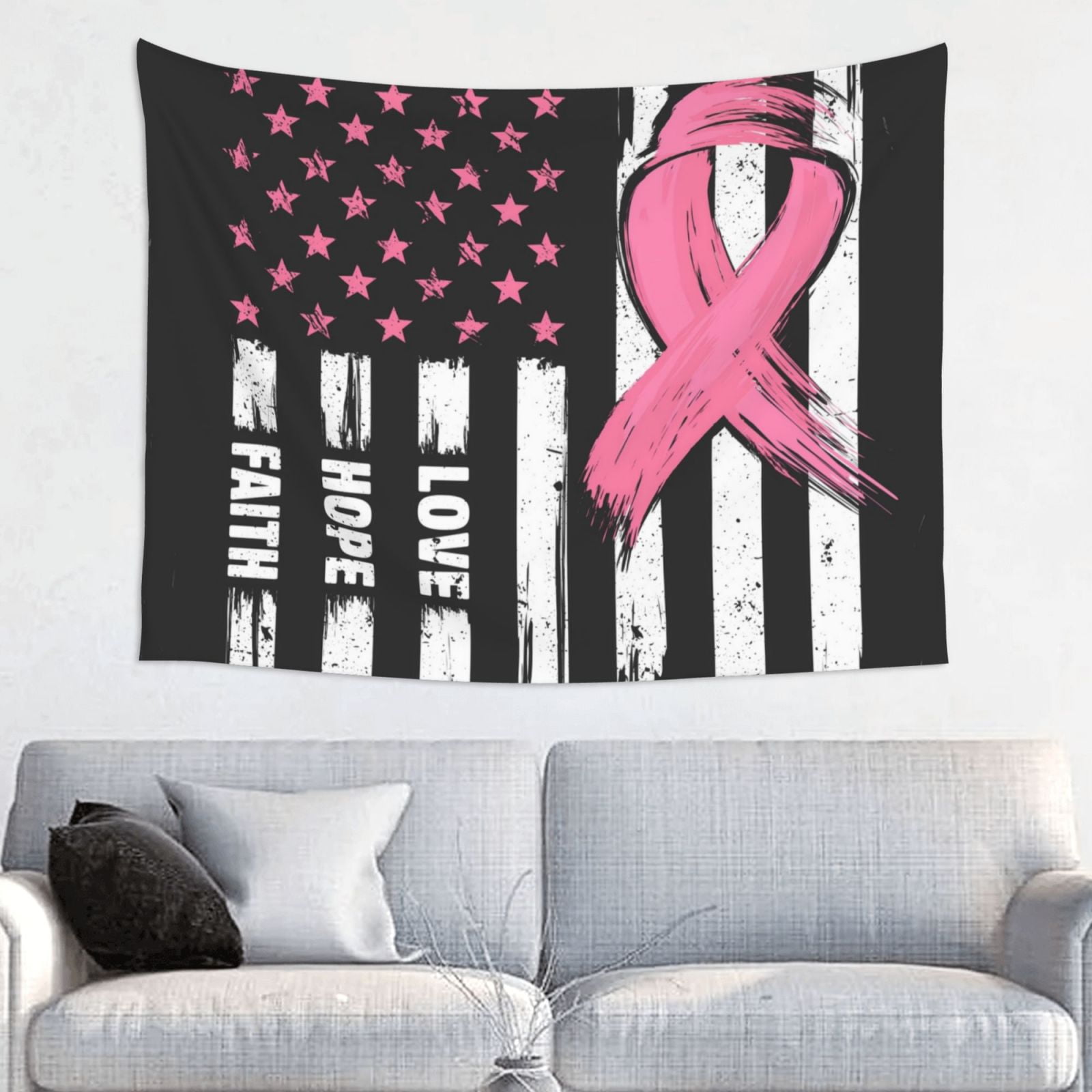 Ribbon Breast Cancer Awareness Wall Tapestry for Bedroom Aesthetic ...