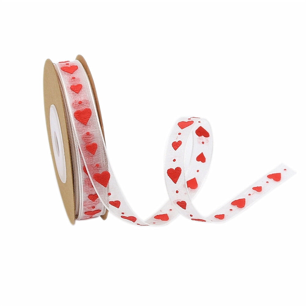 Ribbon Gift Heart Wrapping Ribbons Valentine S Wired Red Satin Diy Day ...