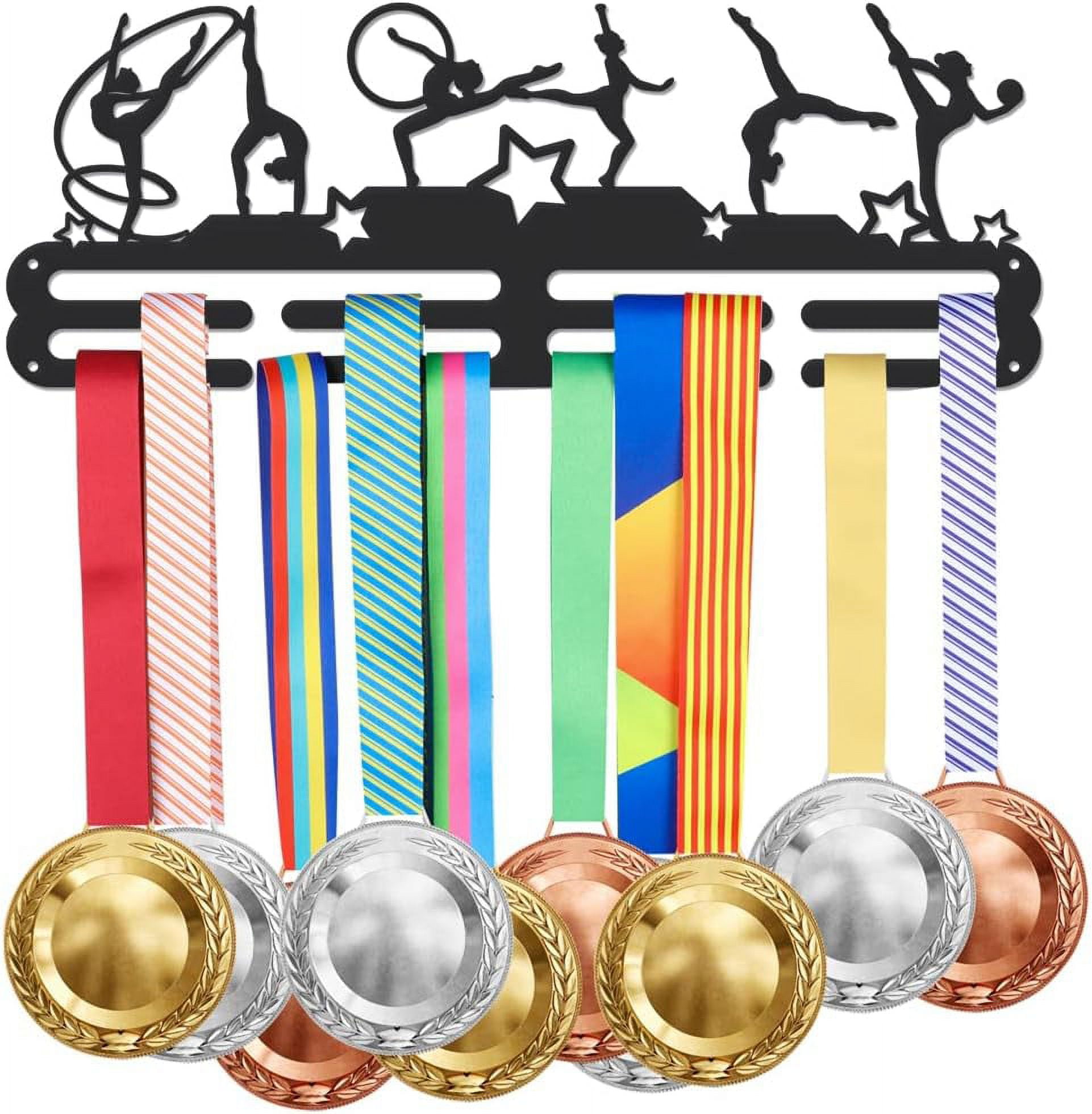 Ribbon Gymnastics Medal Hanger Display with Stars Medal Display Rack ...