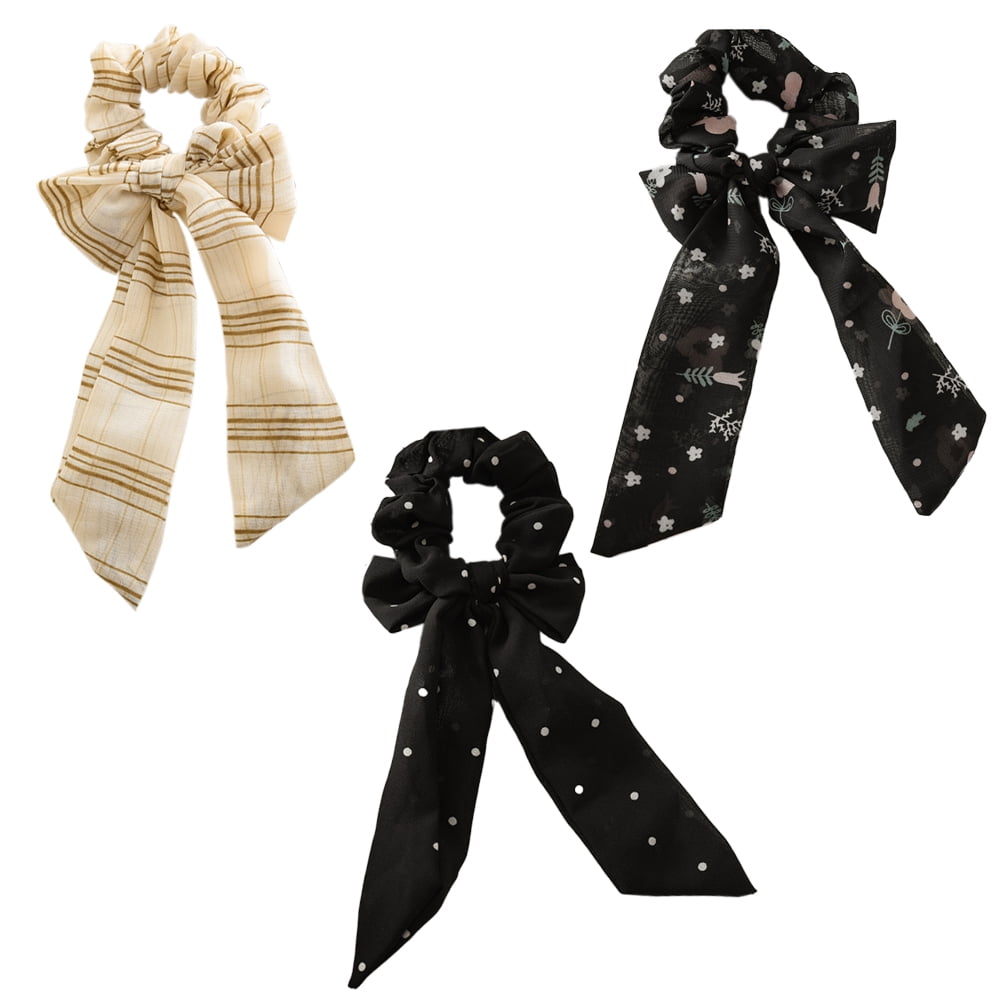 Ribbon Hair Scrunchies Long Headband Ponytail Holders Vintage Head Tie ...