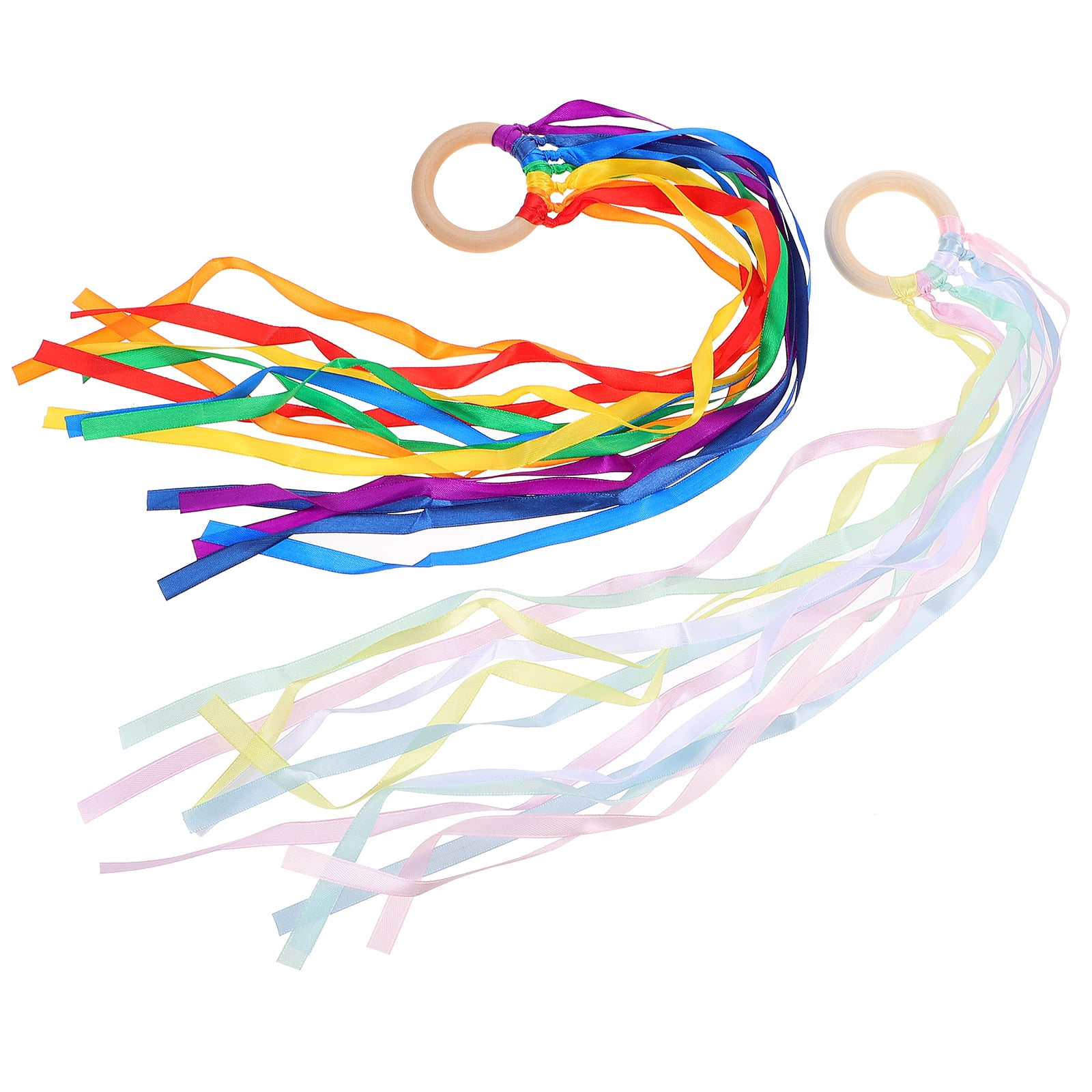 Ribbon Hand Kite 2pcs Colorful Dancing Ring Rainbow Sensory Ribbon ...