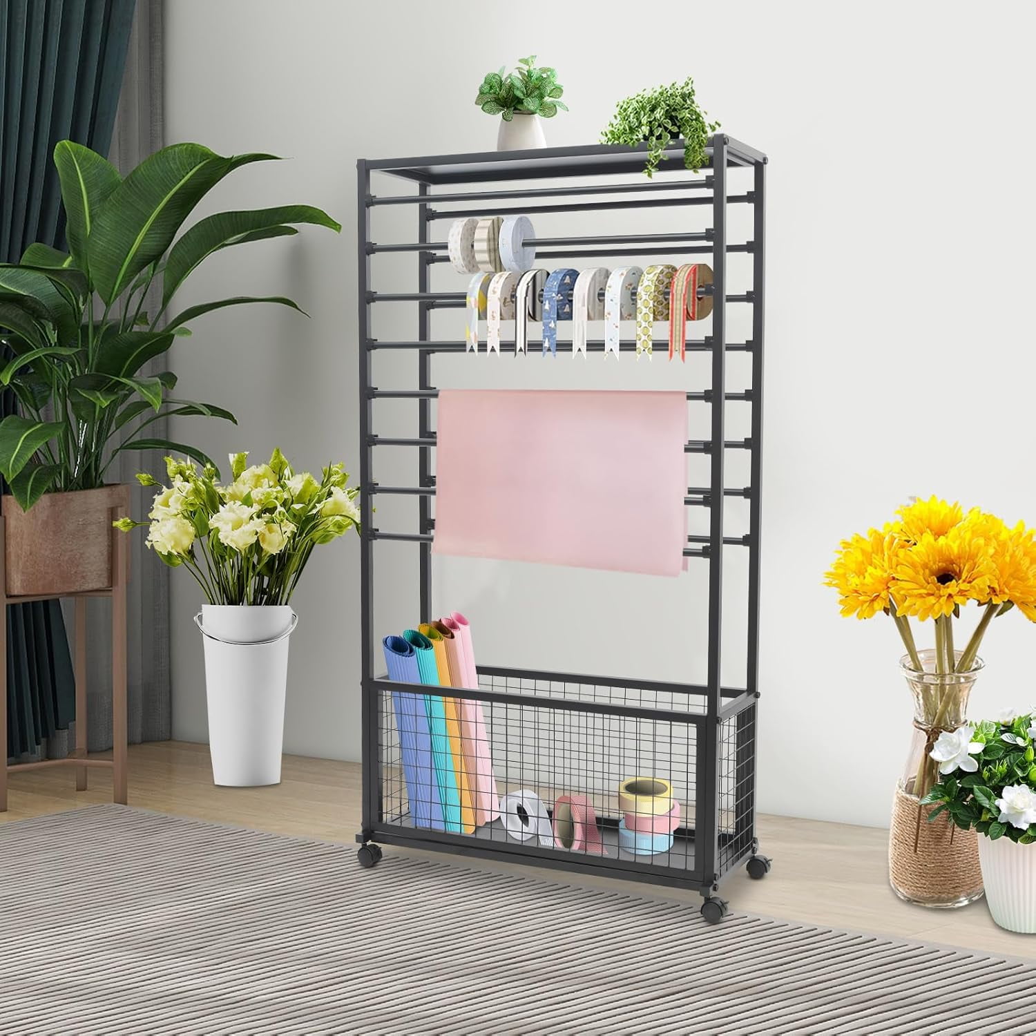 Ribbon Holder Organizer Rack, Double-Sided Layer Ribbon Organizer Shelf ...