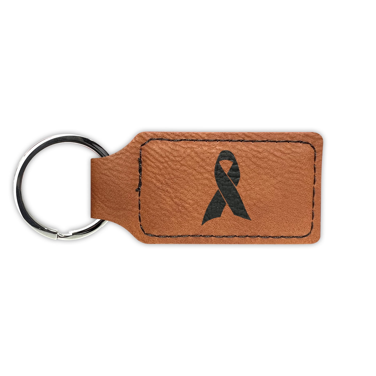 Ribbon Keychain Leatherette Rectangle - Laser Engraved - Many Colors ...