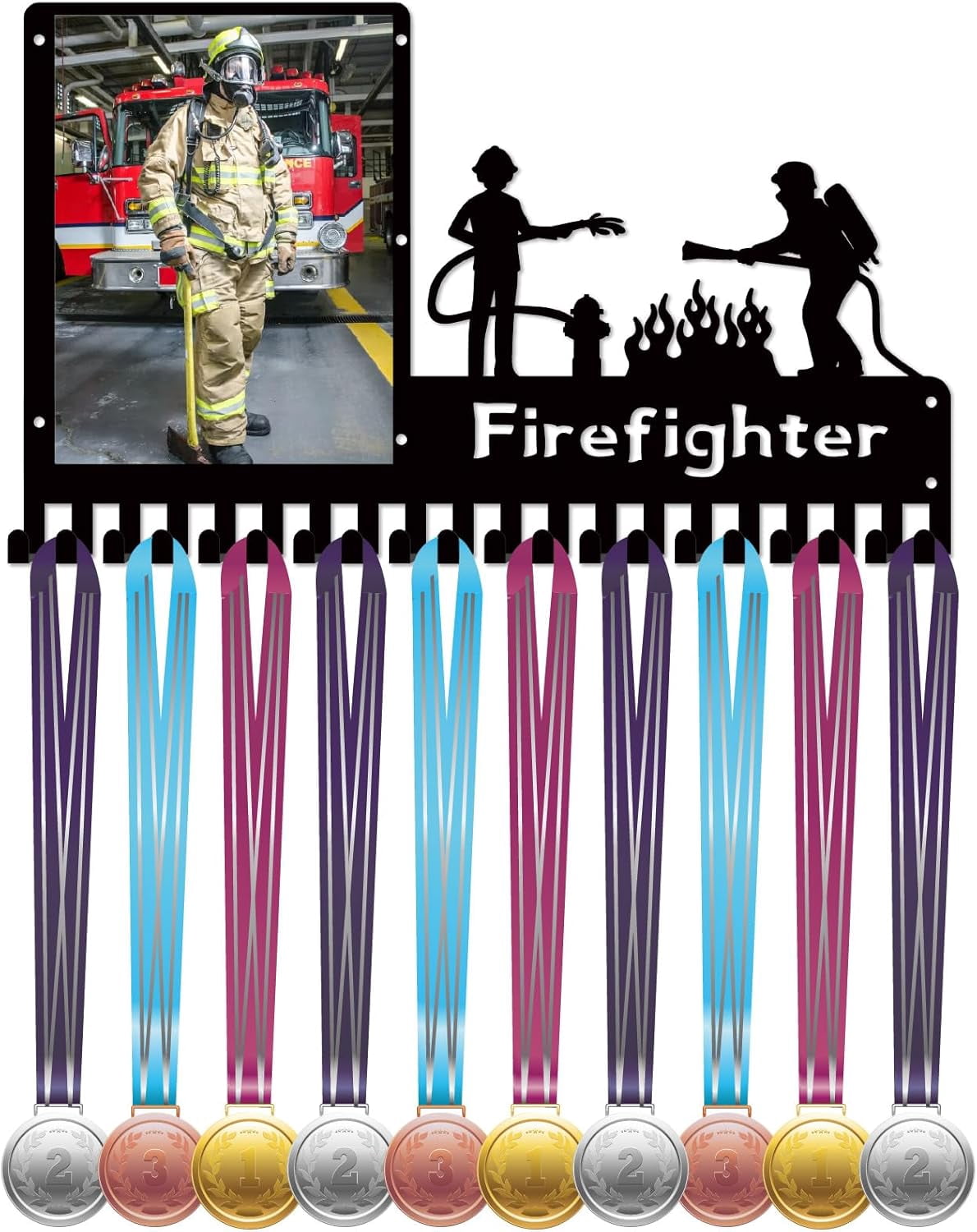 Ribbon Medal Hanger Metal Award Display with 20 Hooks Hold 20+ Medals ...
