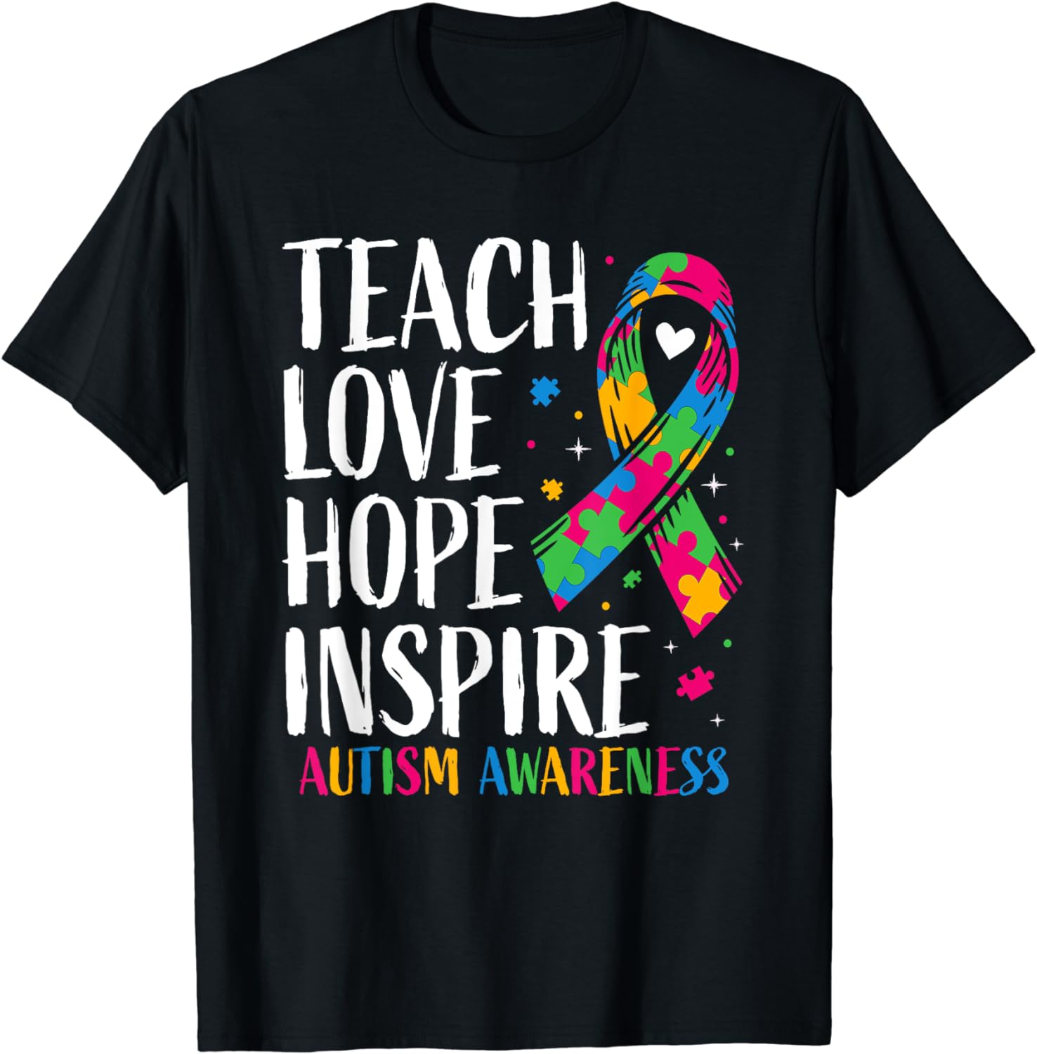 Ribbon Mom Dad Kids Autistic Support Autism T-Shirt - Walmart.com