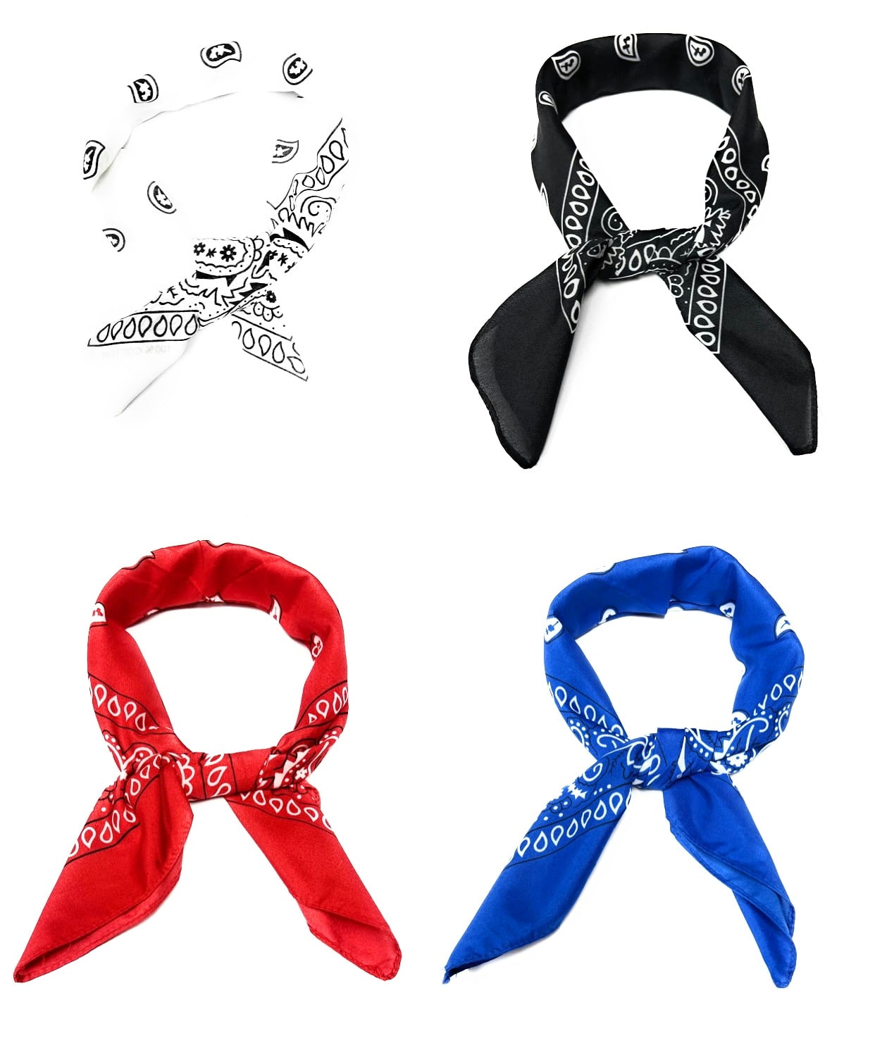 Ribbon Scarf Set of 12 Paisley Pure Cotton Neck Foulard for Women (Mix ...