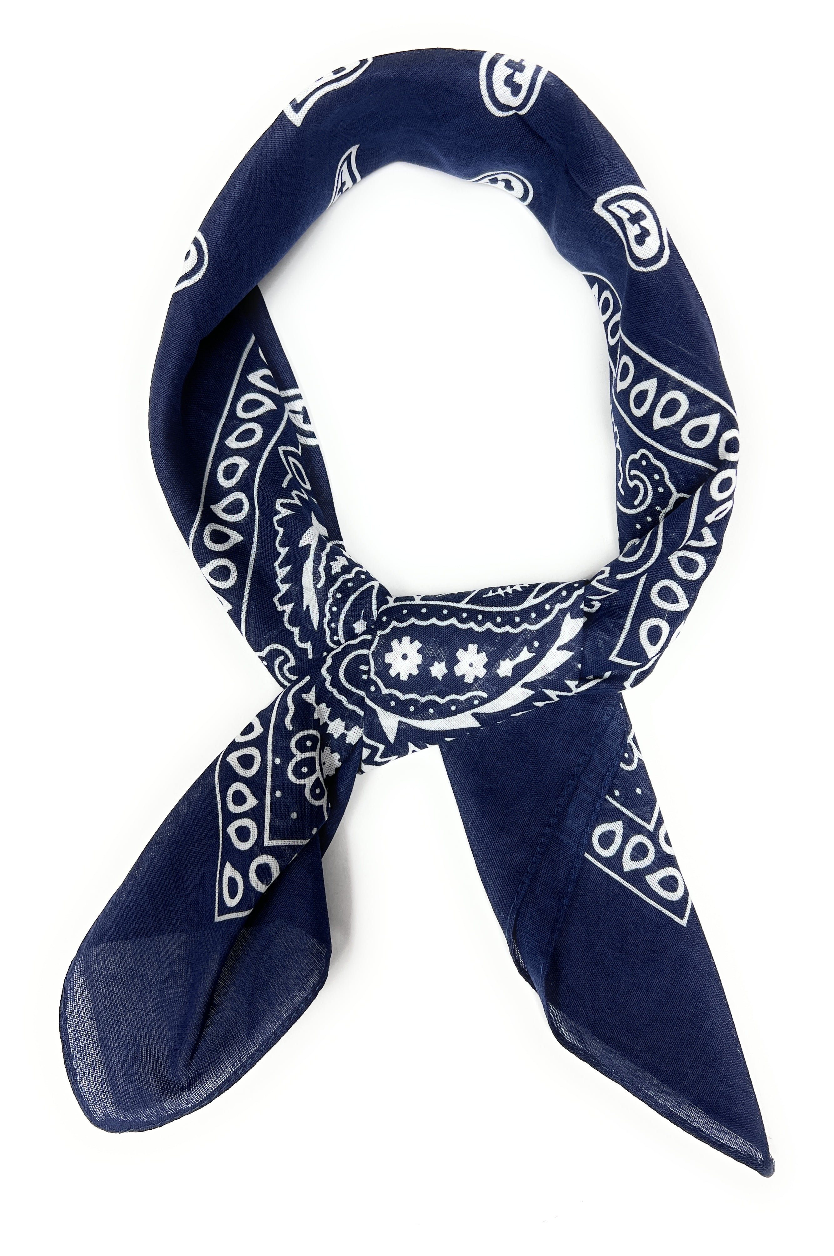 Ribbon Scarf Set of 12 Paisley Pure Cotton Neck Foulard for Women (Navy ...
