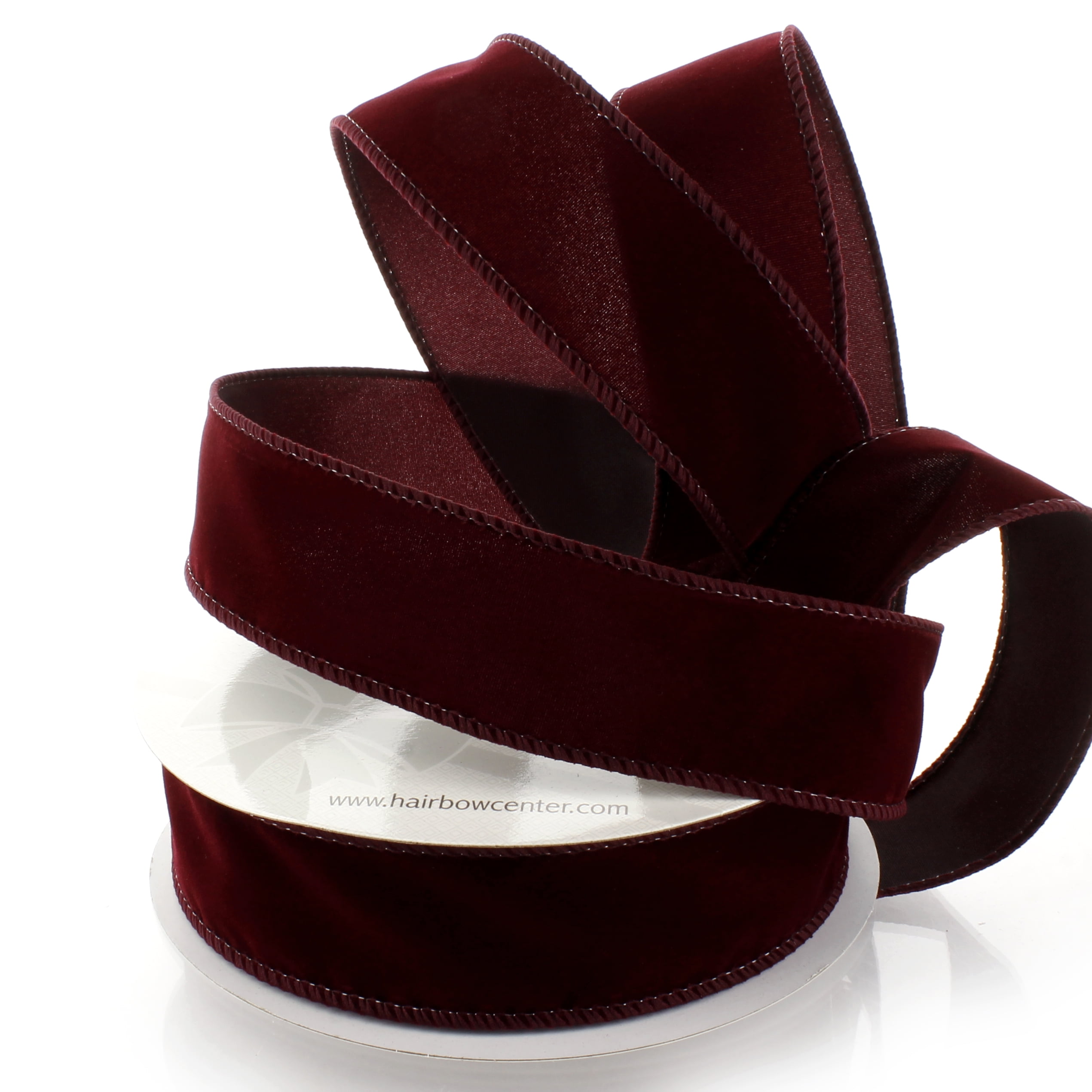 1.5" Wired Suede Velvet Ribbon Burgundy - 10 Yards - Walmart.com