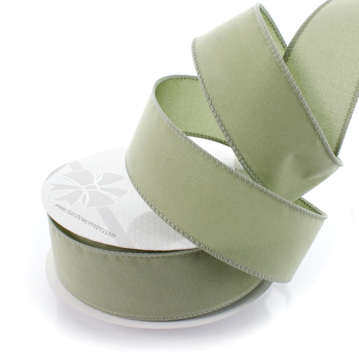 Premium Ribbon Traditions 1.5" Solid Light Sage Green Wired Suede ...