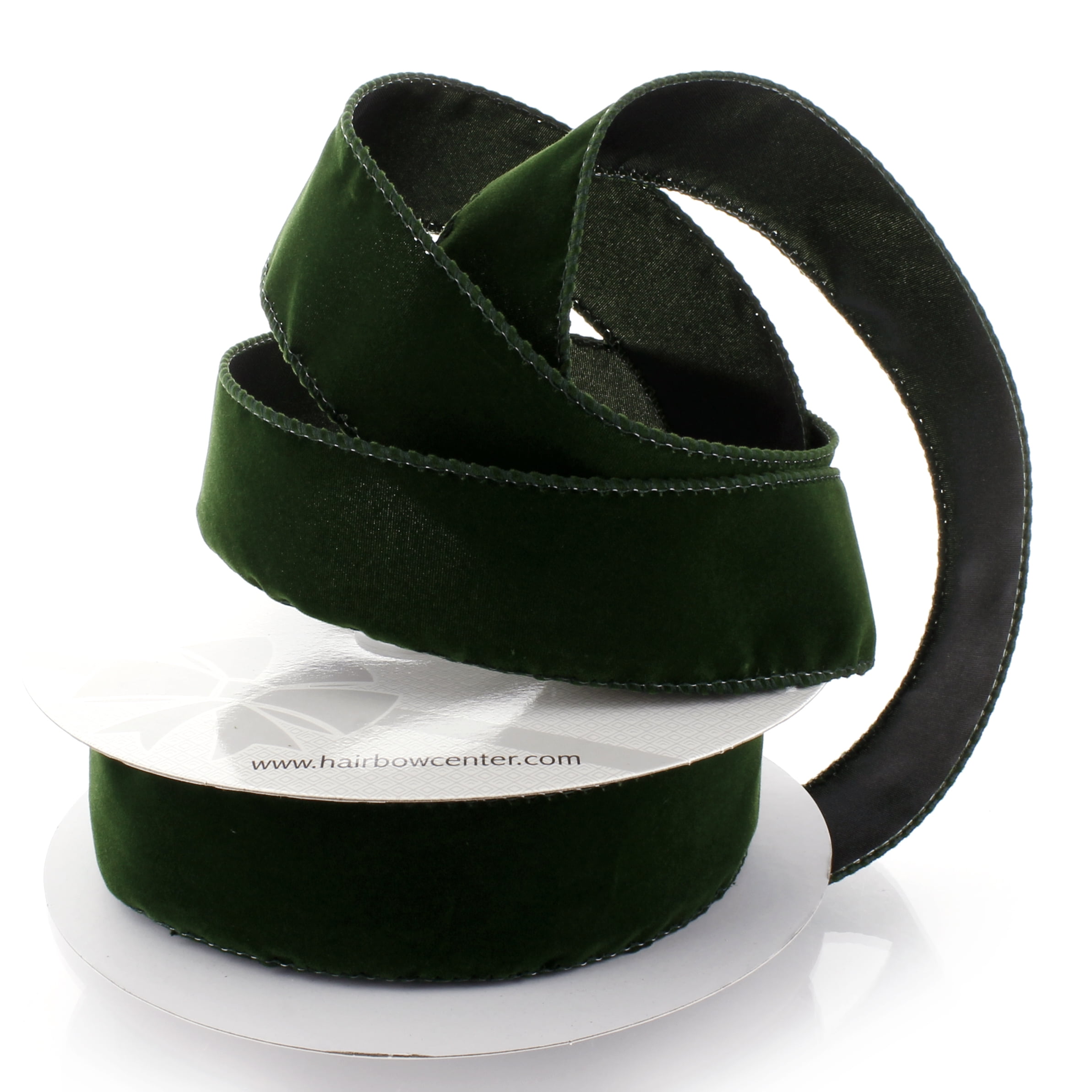Ribbon Traditions 1.5" Wired Suede Velvet Ribbon, Moss Green, 25yd ...