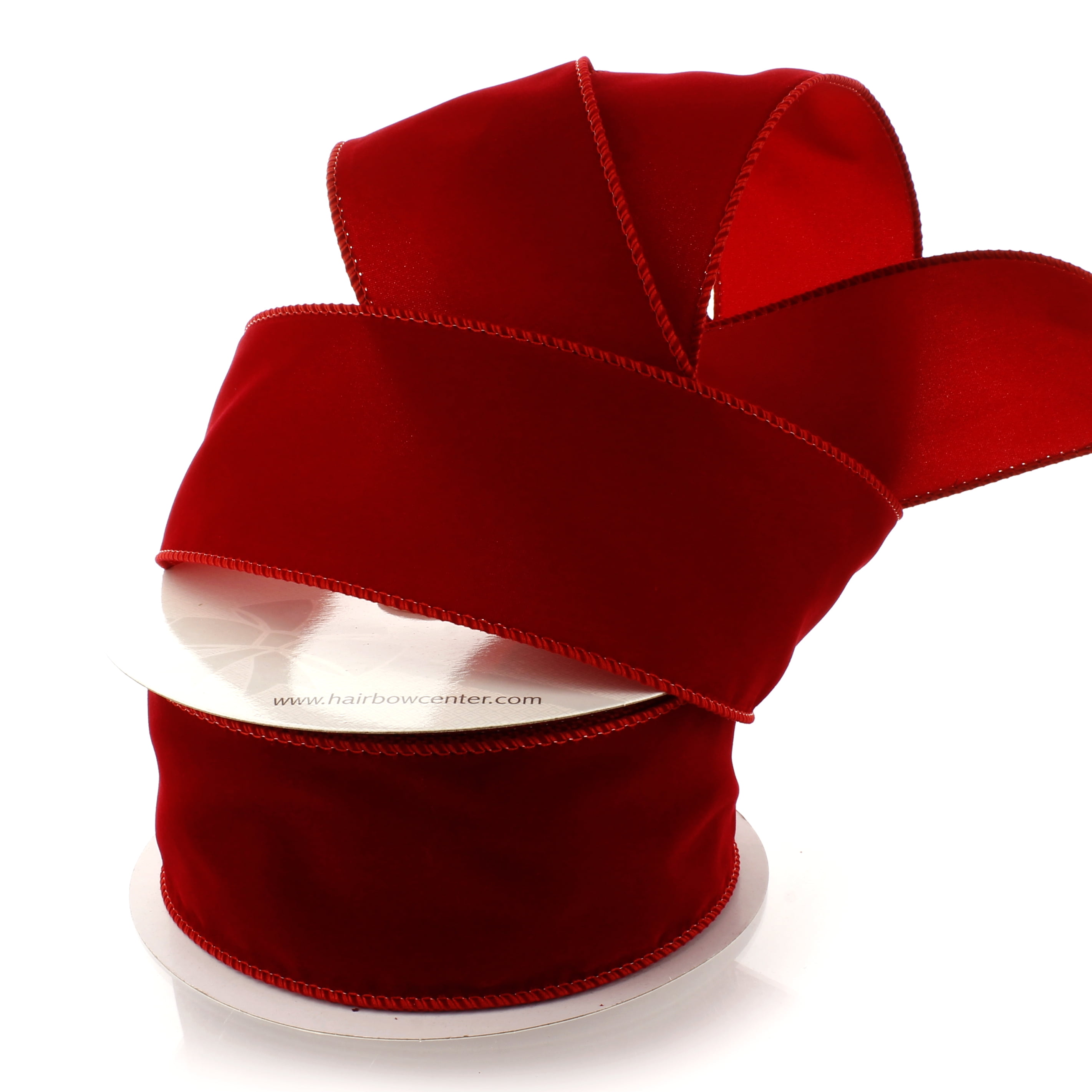 "Ribbon Traditions 2.5"" Wide Wired Suede Velvet Christmas Gift Ribbon ...