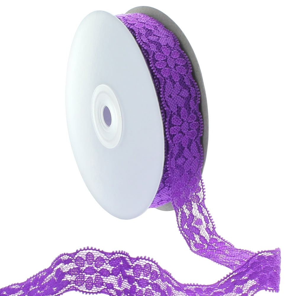 7/8" Stretch Elastic Lace Trim Purple 25 Yard - Walmart.com