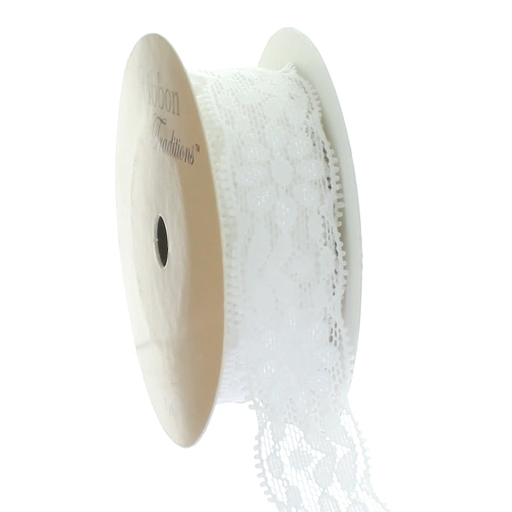 Ribbon Traditions 7/8" Stretch Elastic Lace Trim White 5 Yards ...