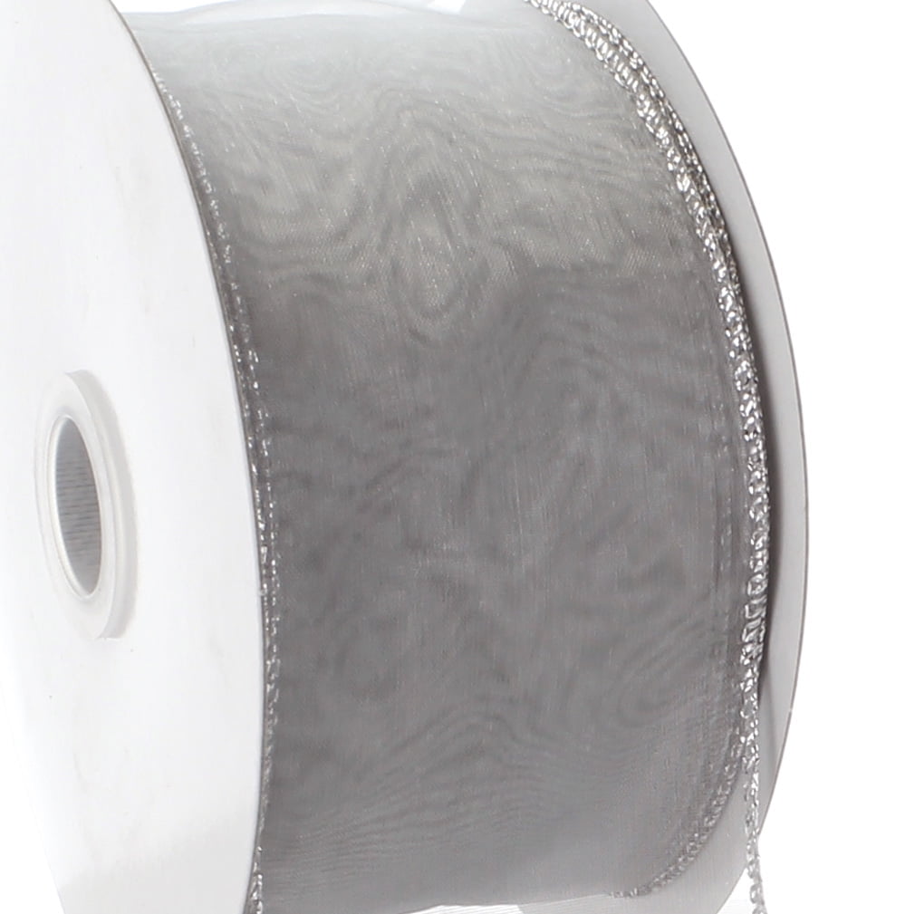 Ribbon Traditions 7/8" Wired Sheer Organza Ribbon Silver 50 Yards ...