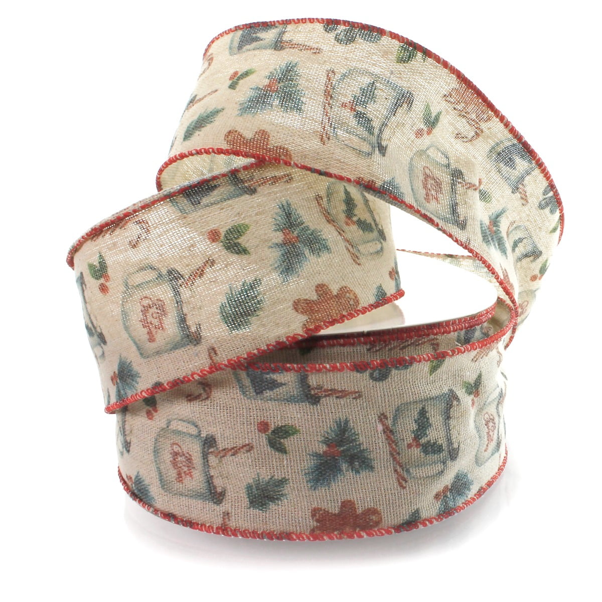 Ribbon Traditions Christmas Cocoa and Gingerbread Burlap Wired Ribbon 2 ...
