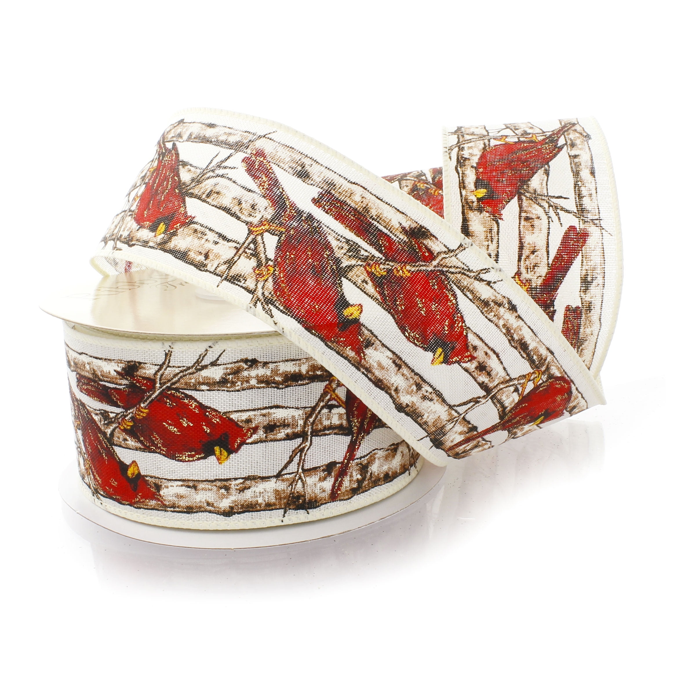 Ribbon Traditions Red Cardinal on Branches Wired Ribbon 2 1/2" by 10 ...