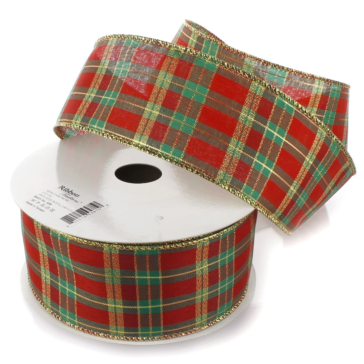 Ribbon Traditions Red / Green Christmas Tartan Plaid Wired Ribbon 2 1/2 ...