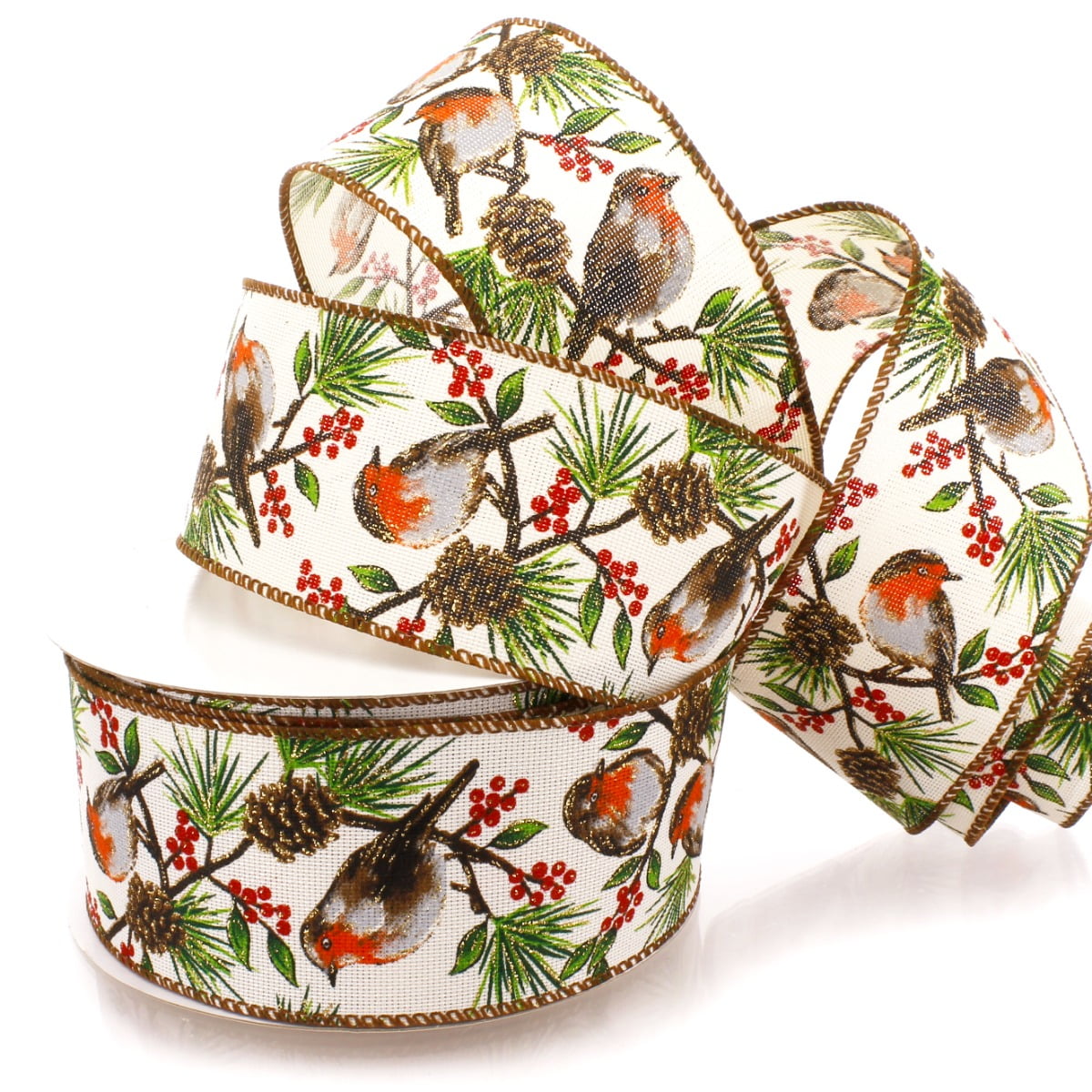 Ribbon Traditions Winter Robin Wired Ribbon 2 1/2" by 25 Yards ...