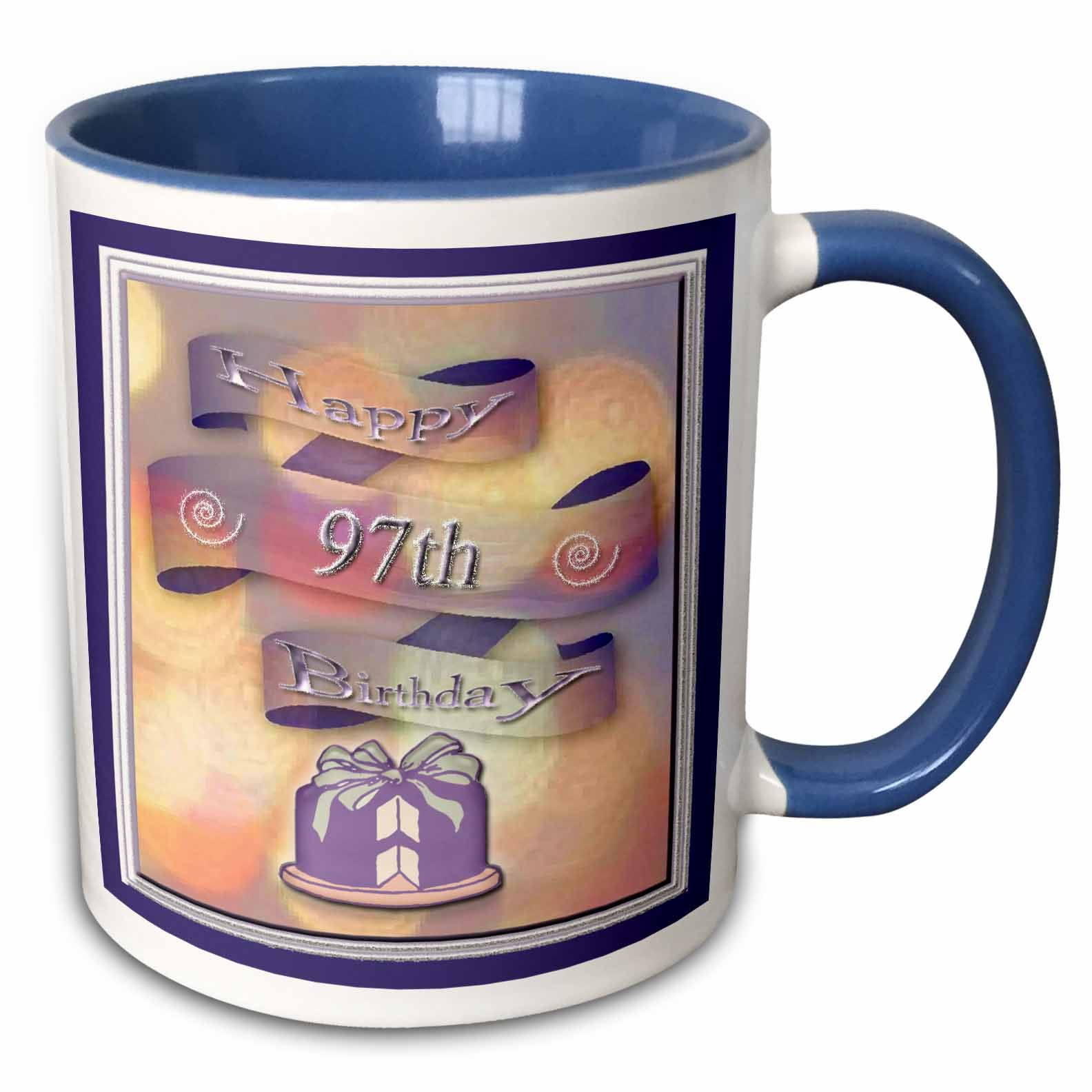 Ribbon and Cake Happy 97th Birthday 11oz Two-Tone Blue Mug mug-24444-6 - Walmart.com