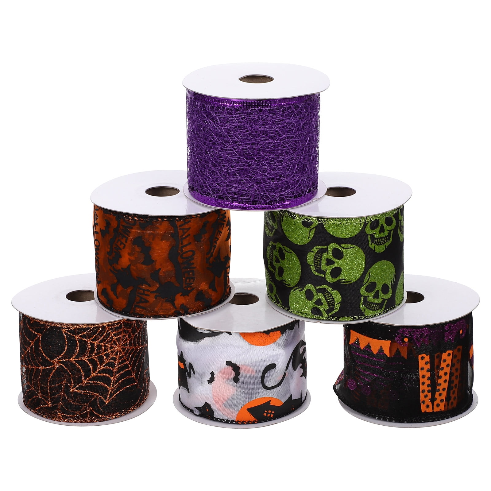 Walmart Halloween Ribbon, 6 Rolls of Wired Edge Decorative DIY Crafts ...