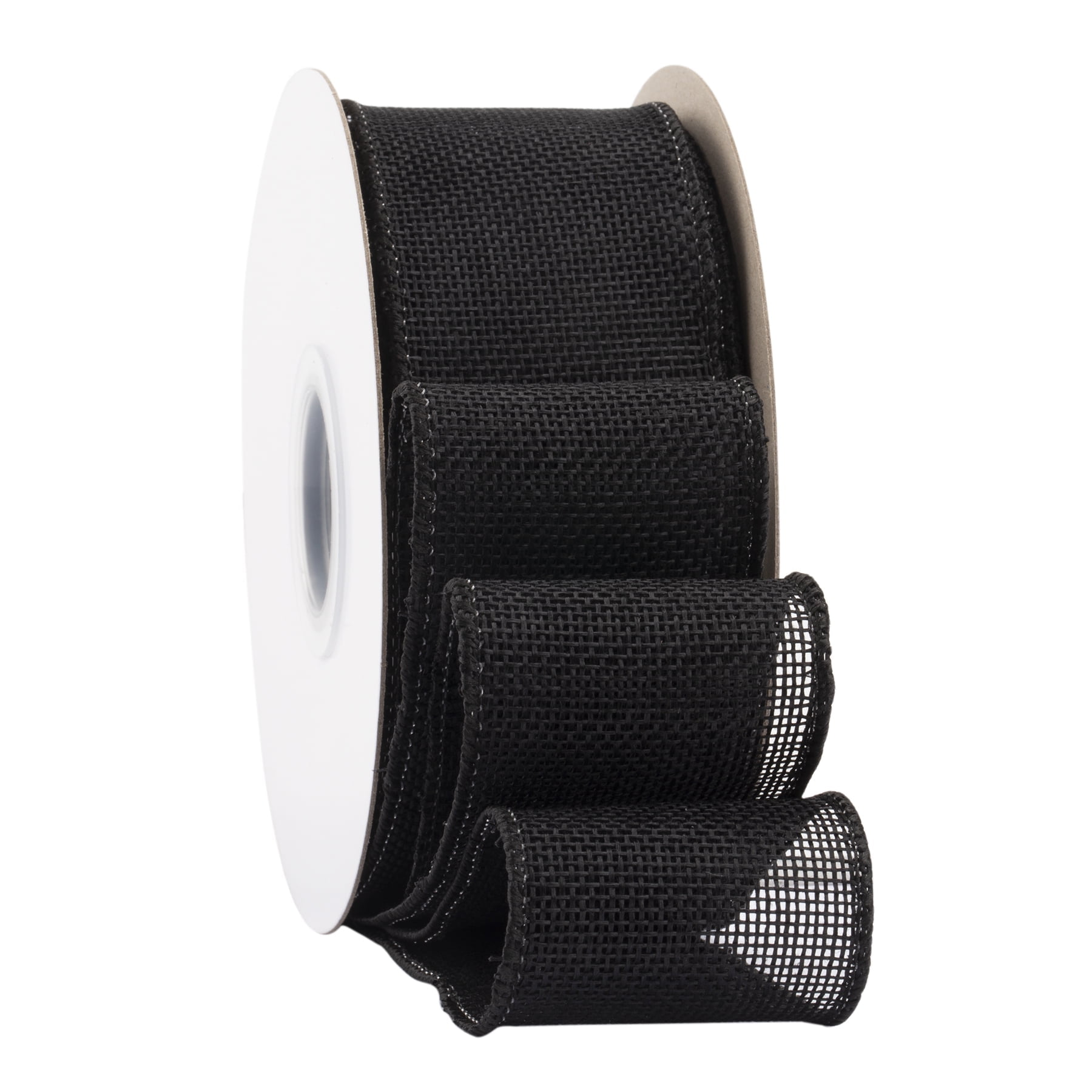 Ribbonitlux Black Burlap Wired Ribbon, 2 inch x 20 Yards, Wired Edge ...