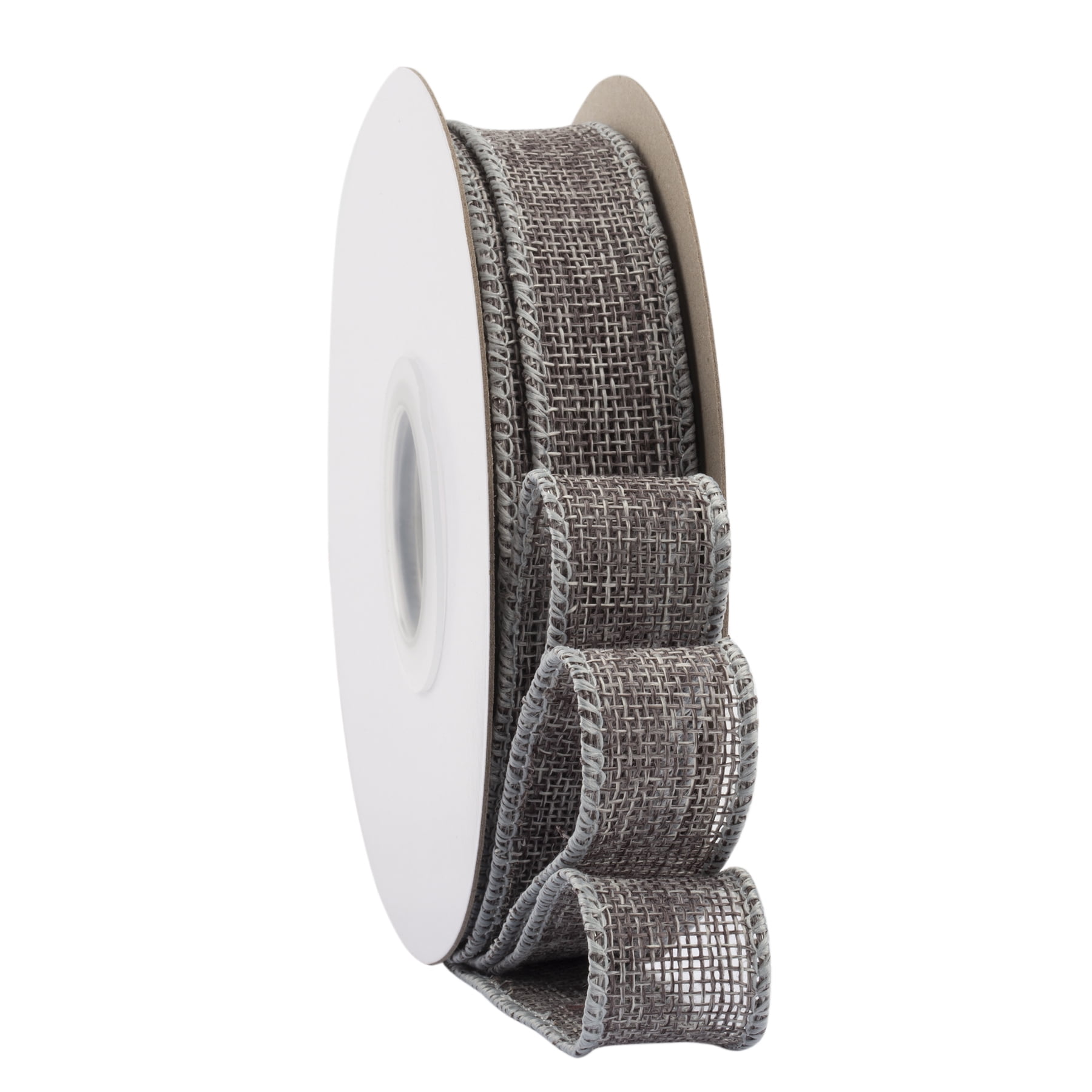 Ribbonitlux Metal Grey Burlap Wired Ribbon, 1 inch x 20 Yards, Wired ...