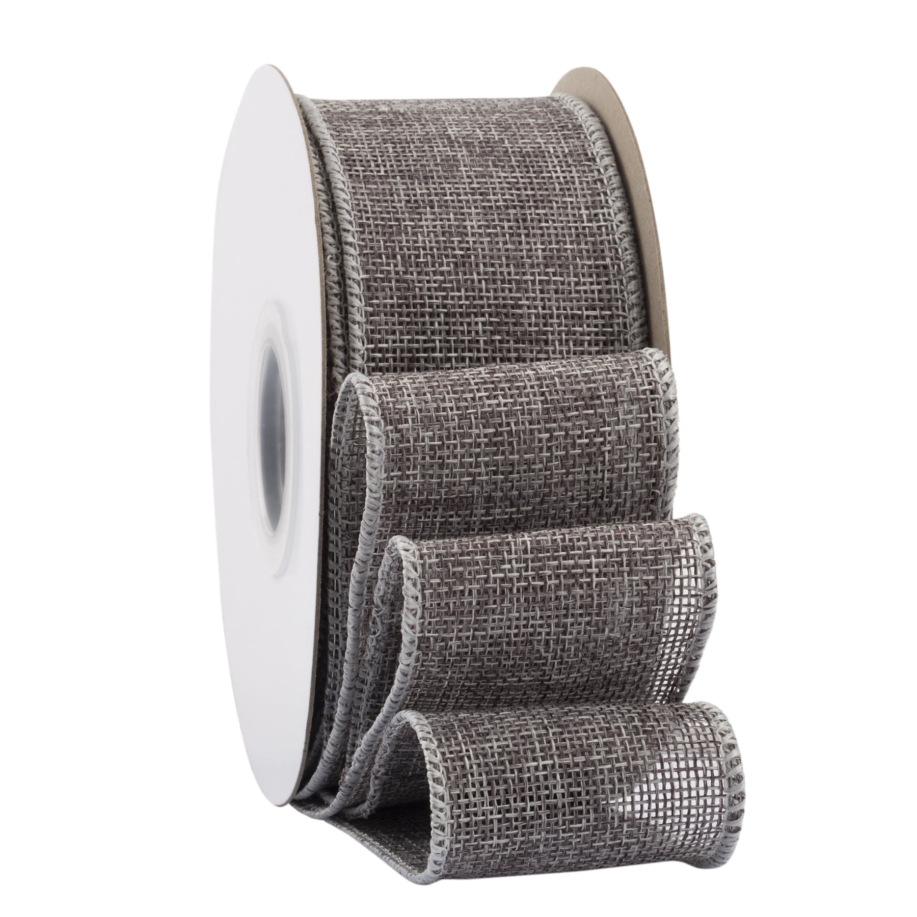 Ribbonitlux Metal Grey Burlap Wired Ribbon, 2 inch x 20 Yards, Wired ...