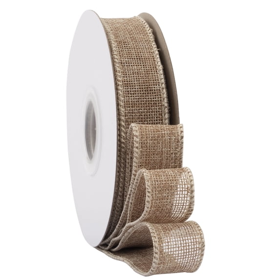 Ribbonitlux Natural Burlap Wired Ribbon, 1 inch x 20 Yards, Wired Edge ...