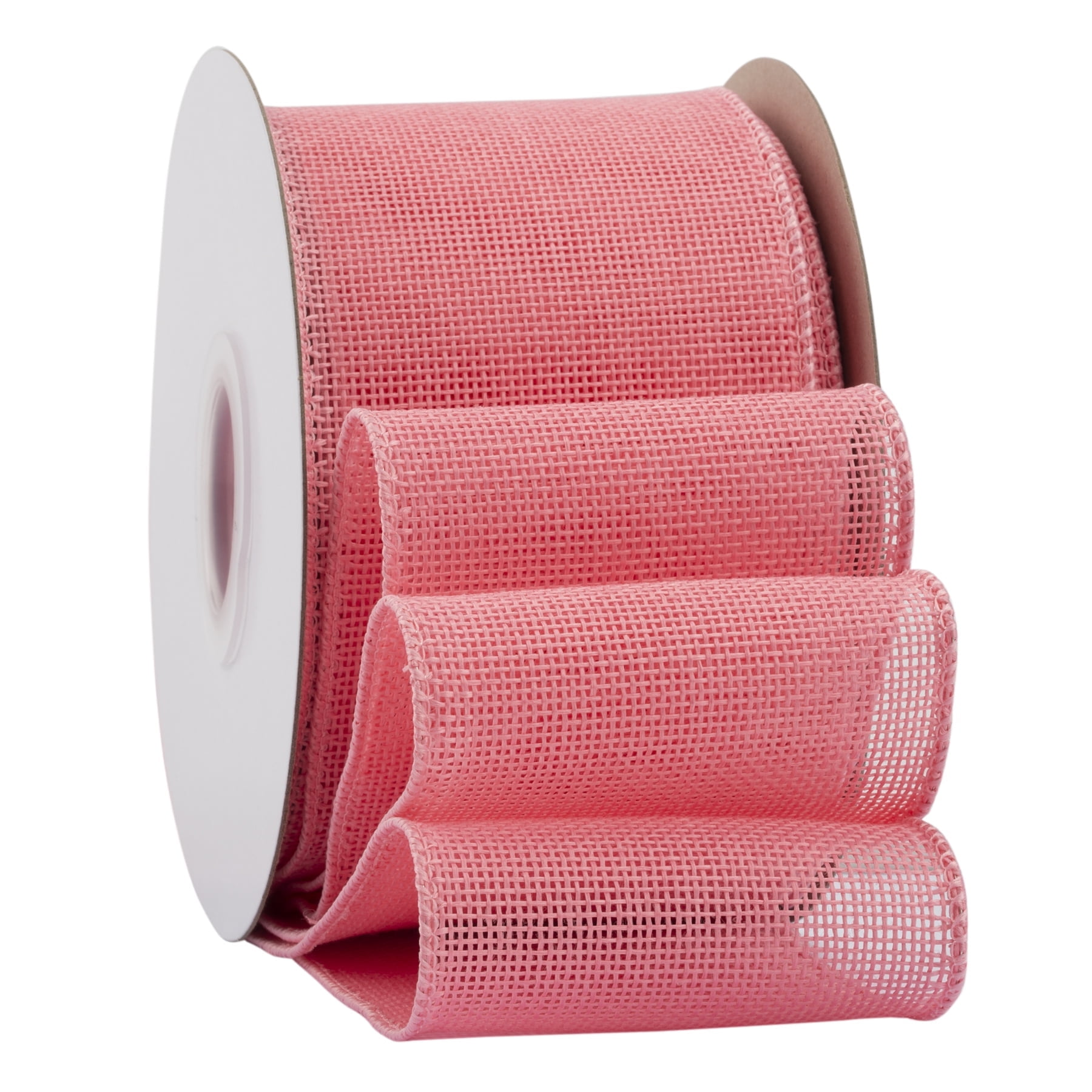 Ribbonitlux Pink Burlap Wired Ribbon, 3 inch x 20 Yards, Wired Edge ...