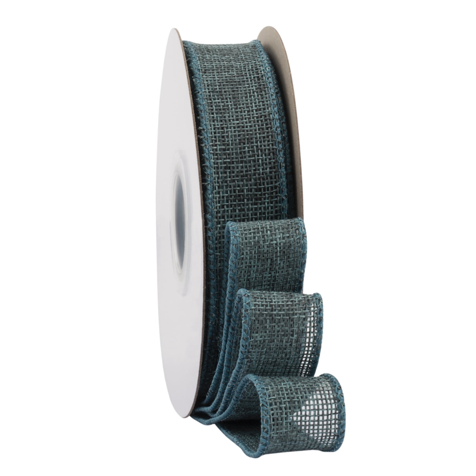 Ribbonitlux Teal Burlap Wired Ribbon, 1 inch x 20 Yards, Wired Edge ...