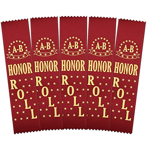 RibbonsNow "A-B" Honor Roll Award Ribbons - 500 Red Bookmark Style ...