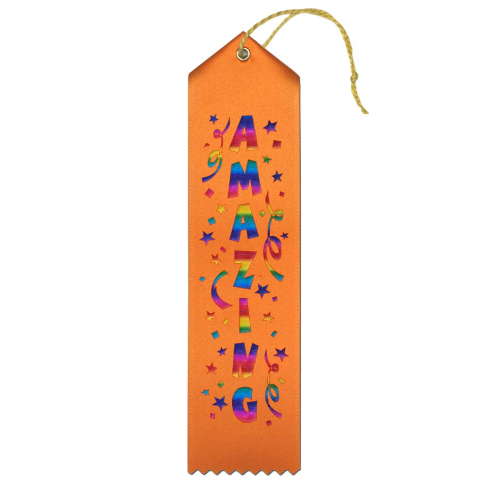 RibbonsNow Amazing Award Ribbons - 25 Orange Ribbons with Card & String ...