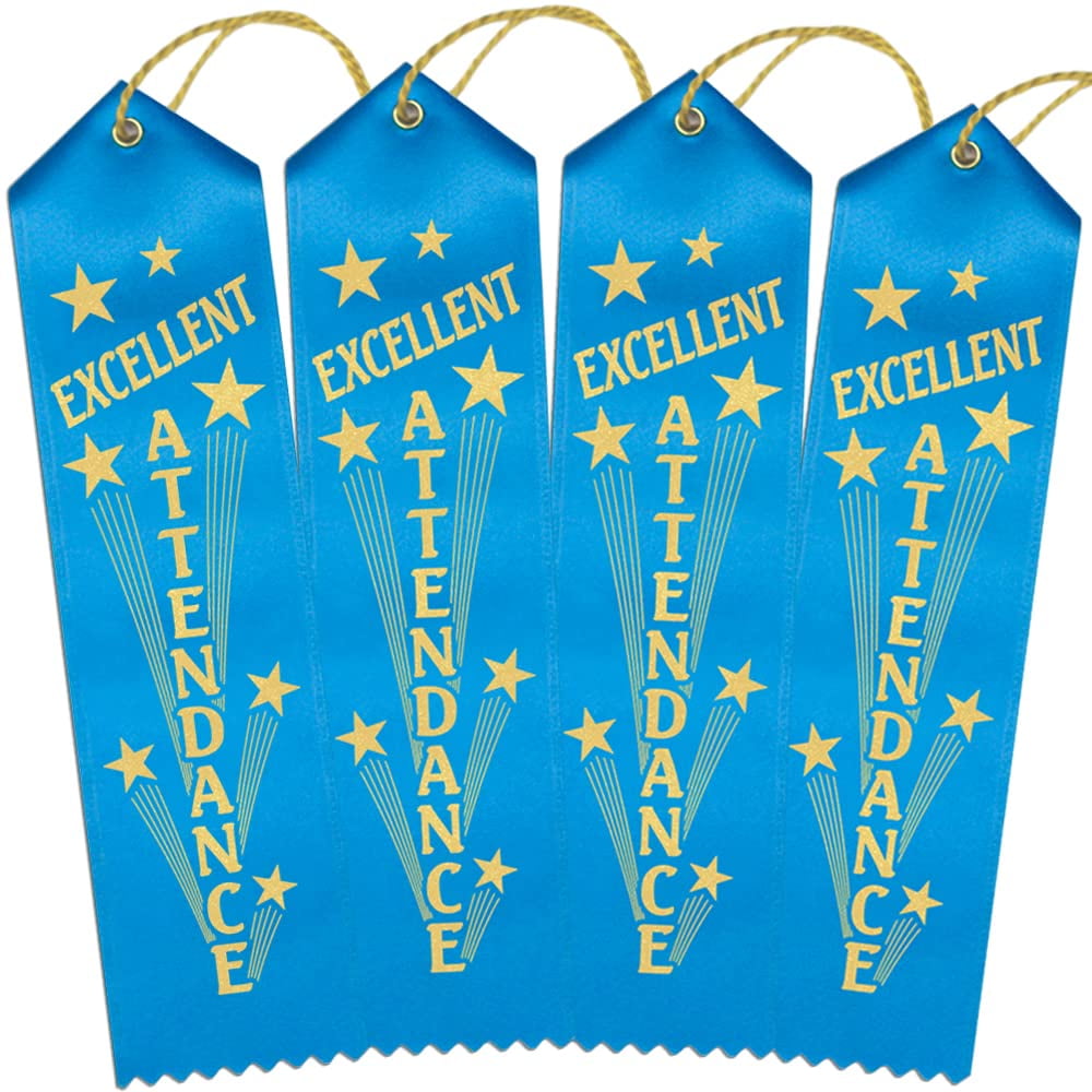 RibbonsNow Excellent Attendance Ribbons - 100 Island Blue Ribbons with ...