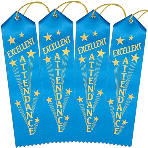 RibbonsNow Excellent Attendance Ribbons - 100 Island Blue Ribbons with ...