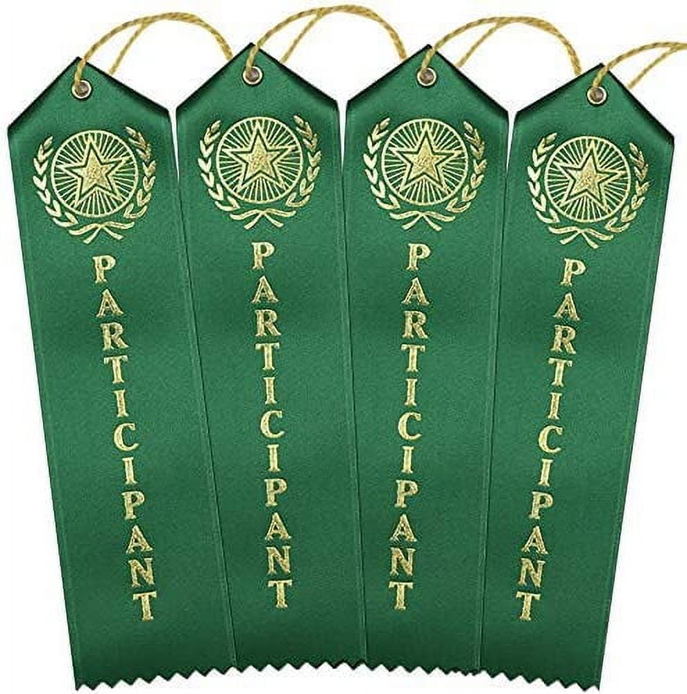 RibbonsNow Participant Award Ribbons - 100 Green Ribbons with Card ...