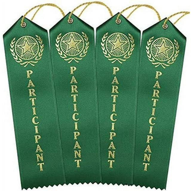 RibbonsNow Participant Award Ribbons - 100 Green Ribbons with Card ...