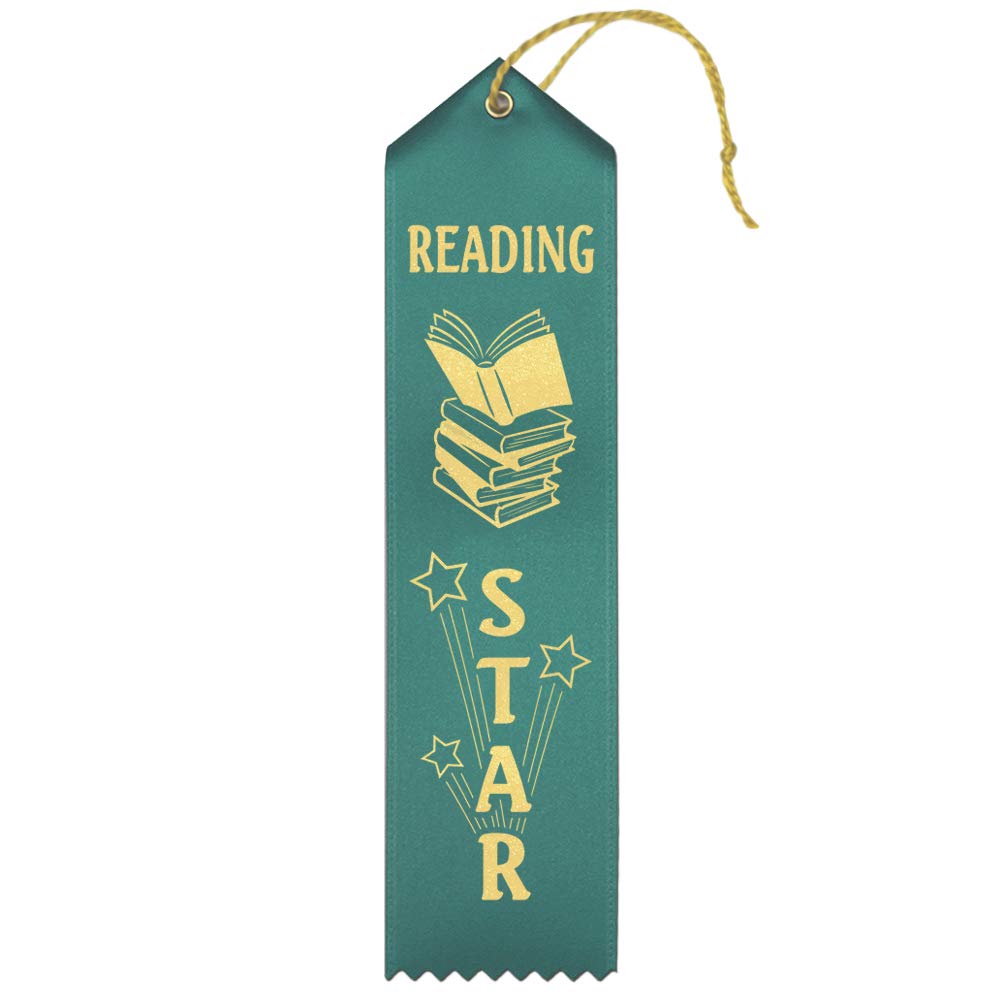 RibbonsNow Reading Star Ribbons - 25 Teal Ribbons with Card & String ...