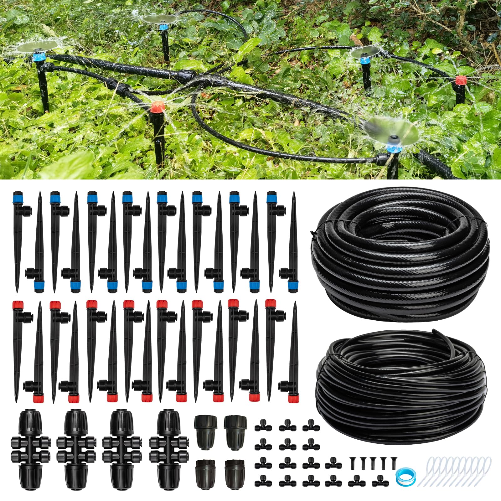 Riboud Quick-Connect 200FT Drip SSF20 Irrigation System Kit, Automatic ...
